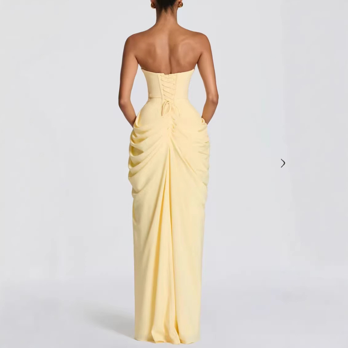 Wholesale Women Low Back Irregular Fishbone Style Formal Party Long ...