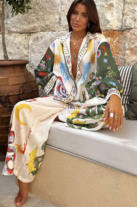 US$ 13.00 - SUPER WHOLESALE | Printed Loose Shirt Set - www.fashion ...