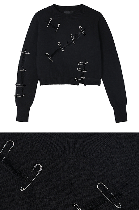 US$ 14.50 - SUPER WHOLESALE | Distressed Hole With Safety Pin Decorated ...
