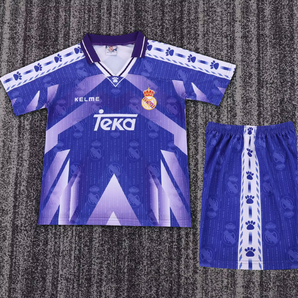 1996/97 RM Away Blue Retro Kids Soccer Jersey