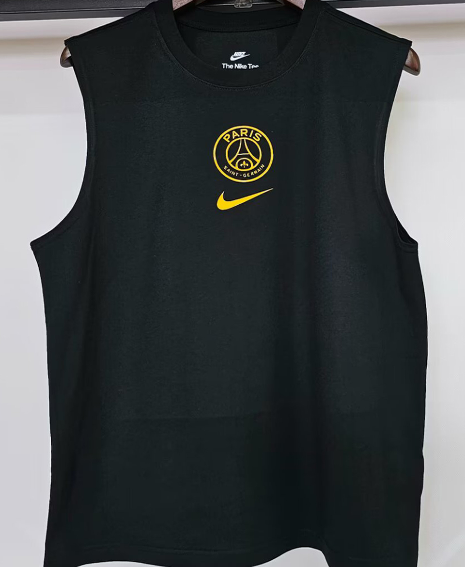 2025 PSG Black Pure Cotton Vest Jersey