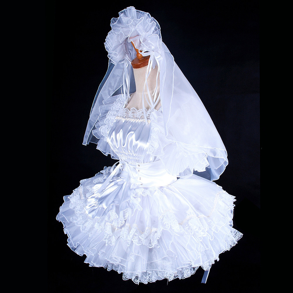 Lockable Satin Sissy Bridal Maid Dress – White Wedding Style ...