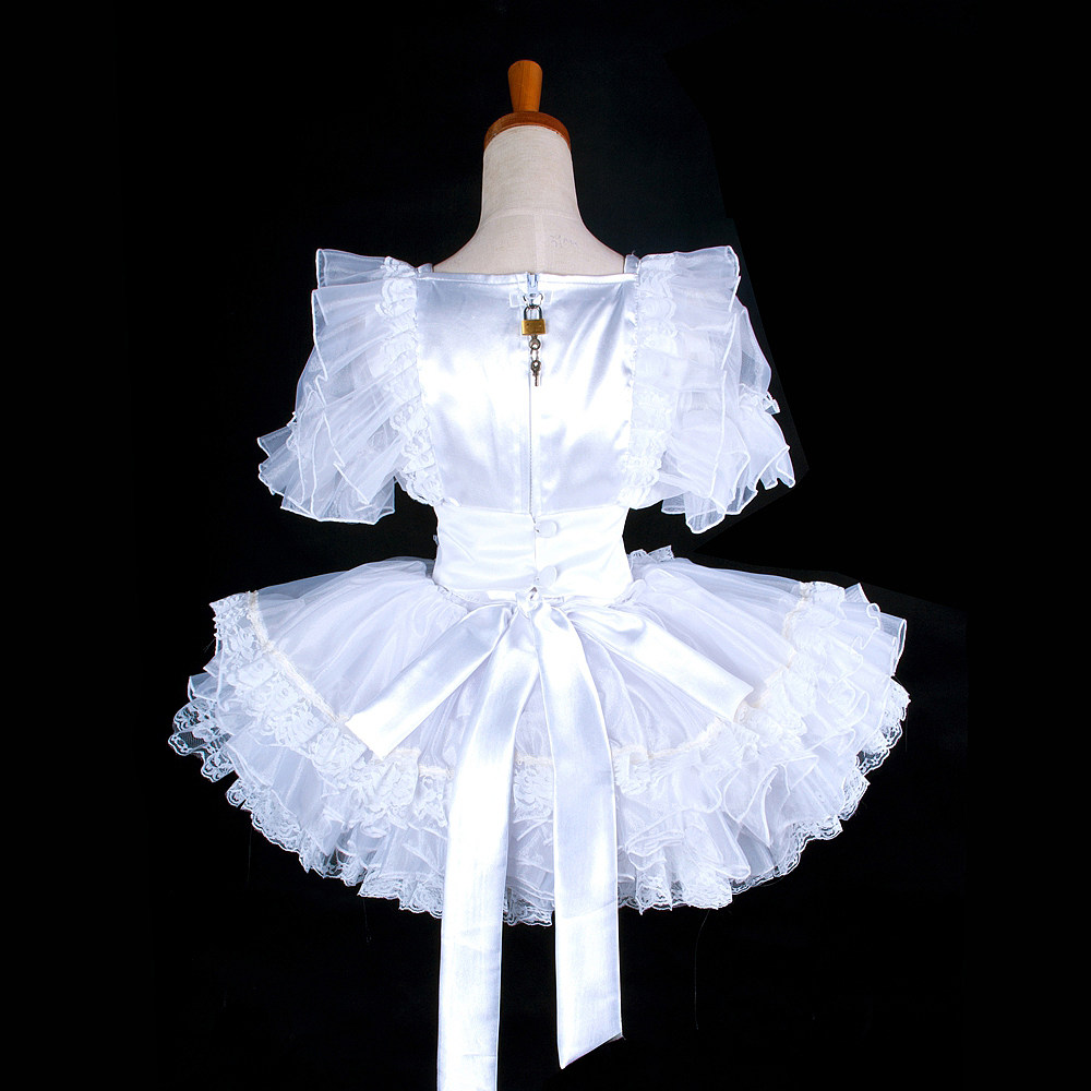 Lockable Satin Sissy Bridal Maid Dress – White Wedding Style ...