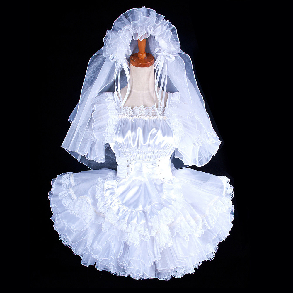 Lockable Satin Sissy Bridal Maid Dress – White Wedding Style ...
