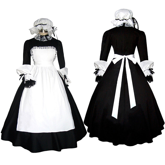 US$ 107.10 - Black and White Cotton Lockable Sissy Maid Dress with ...