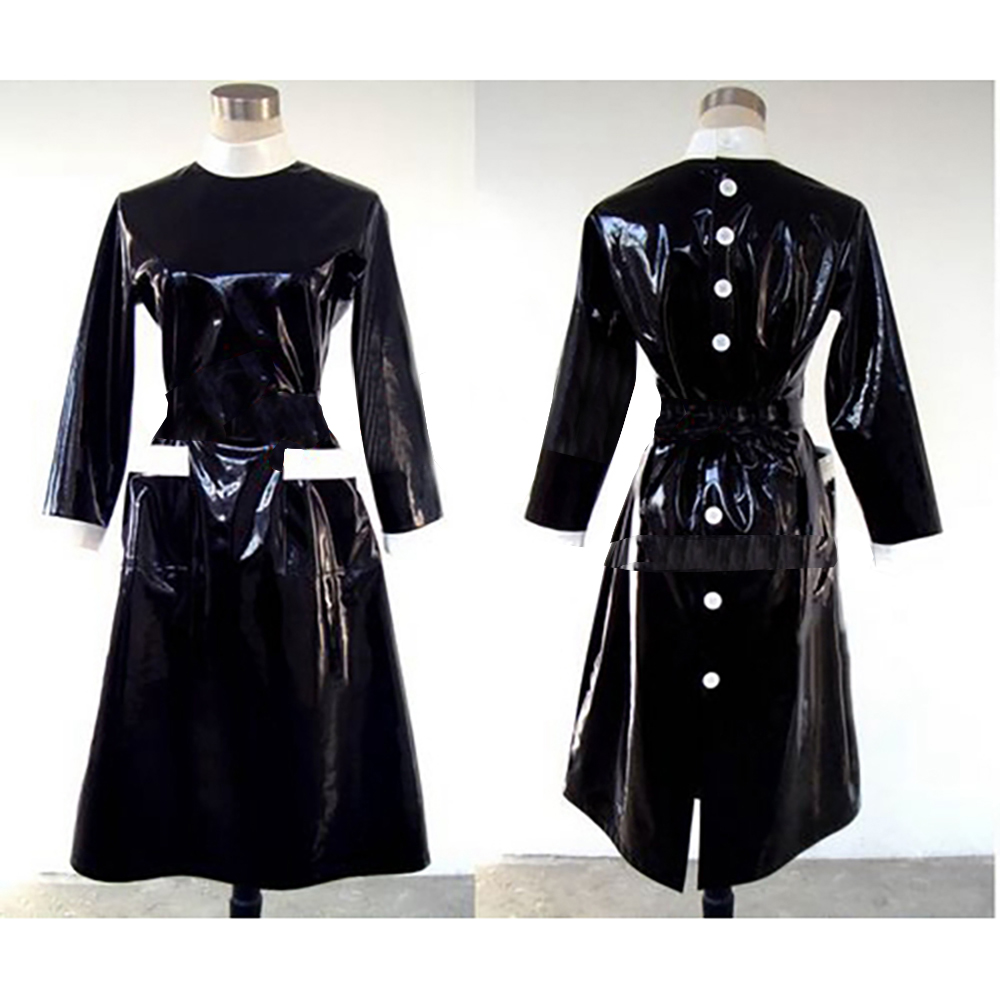 Black PVC Disciplinary Nurse Dress – Glossy Punishment Uniform with ...