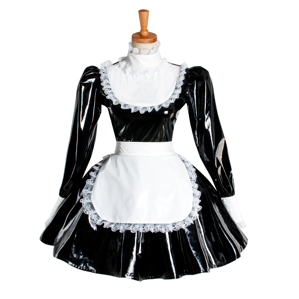 Lockable Sissy Maid Heavy PVC Dress – Crossdressing Black & White ...