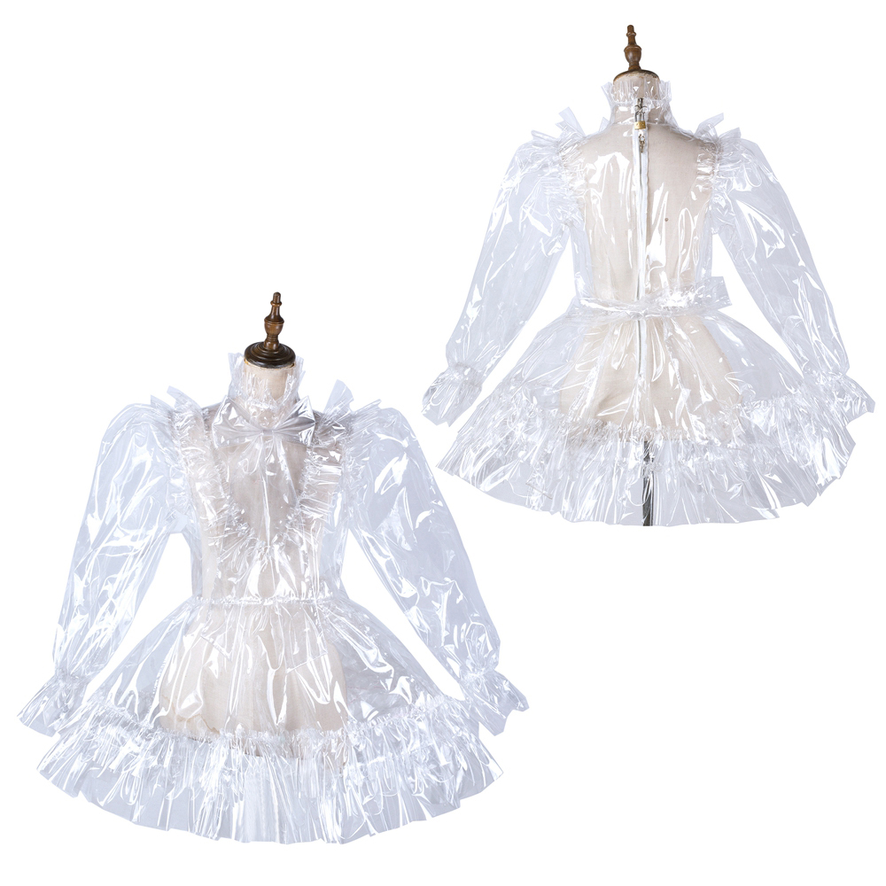 Lockable Clear PVC Sissy Maid Crossdressing Dress with Ruffles ...