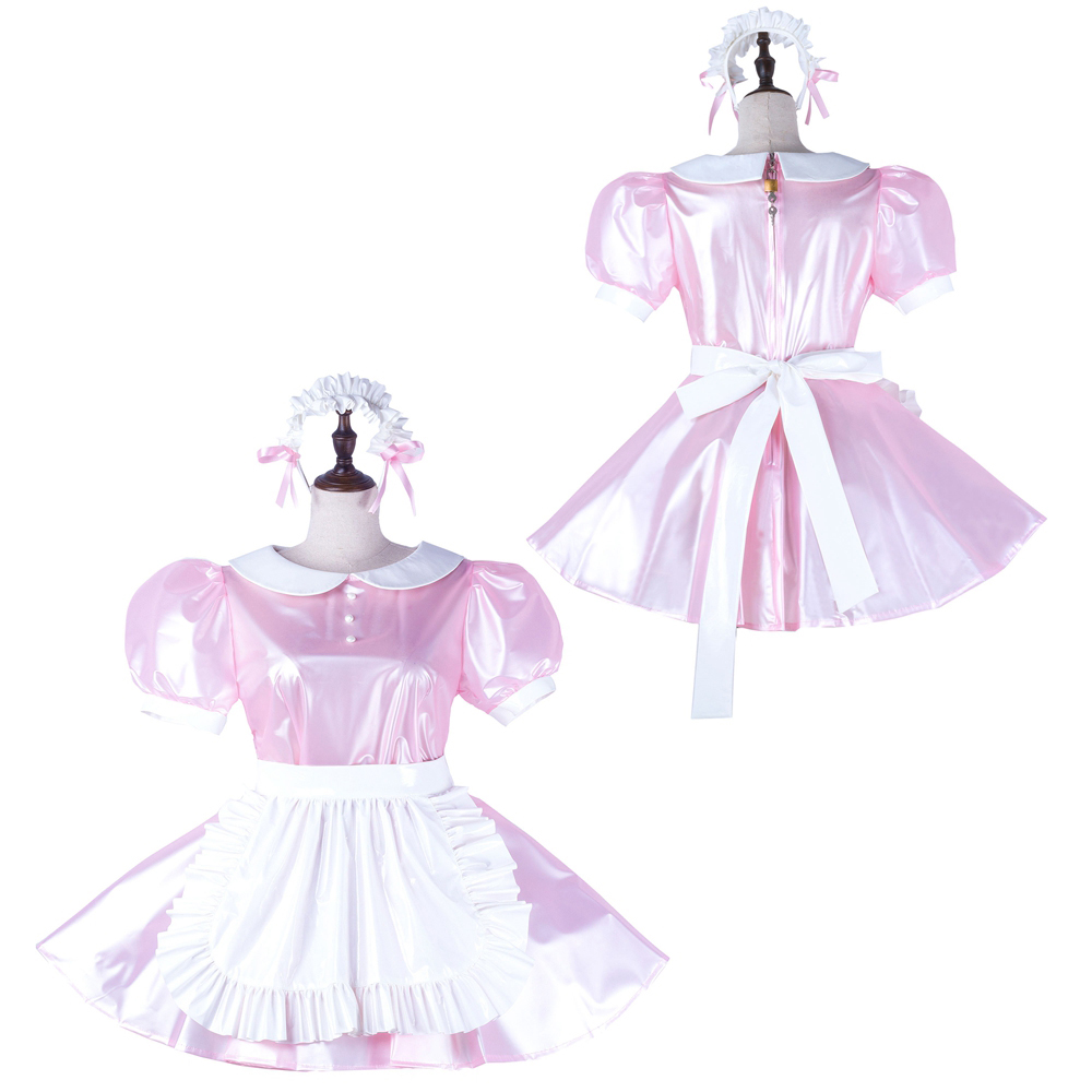 Fondcosplay Lockable Sissy Maid Crossdressing Pink Clear PVC French ...