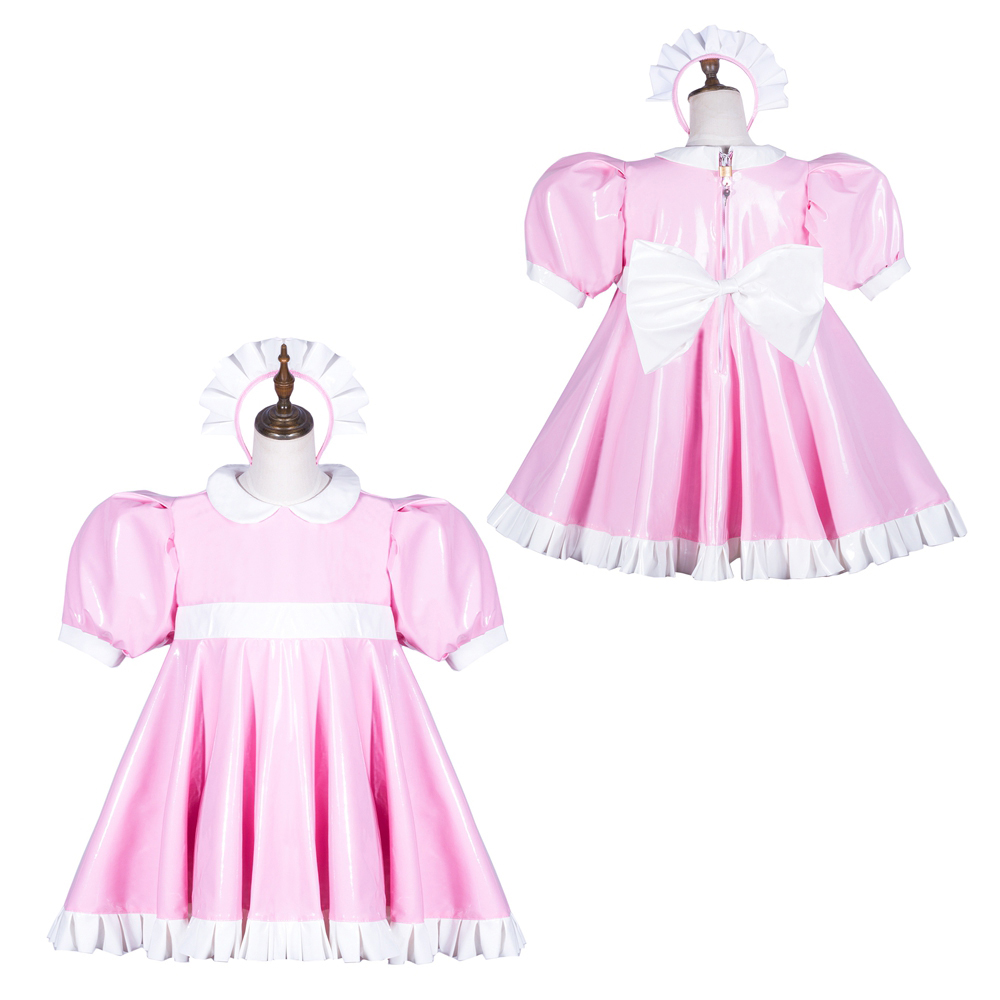 Fondcosplay Lockable Pink and White Heavy PVC Sissy Maid Crossdressing ...