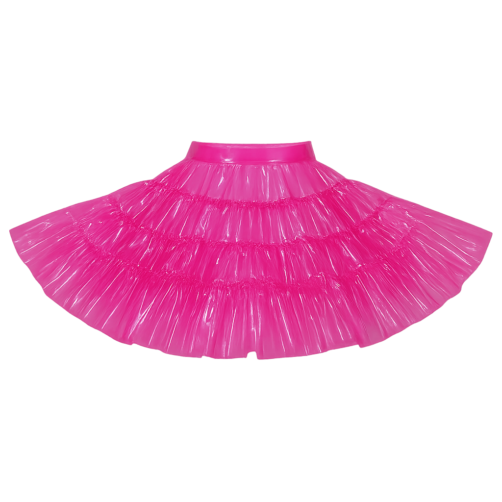 Fondcosplay Sissy Maid Crossdressing Hot Pink Clear PVC Petticoat Skirt ...