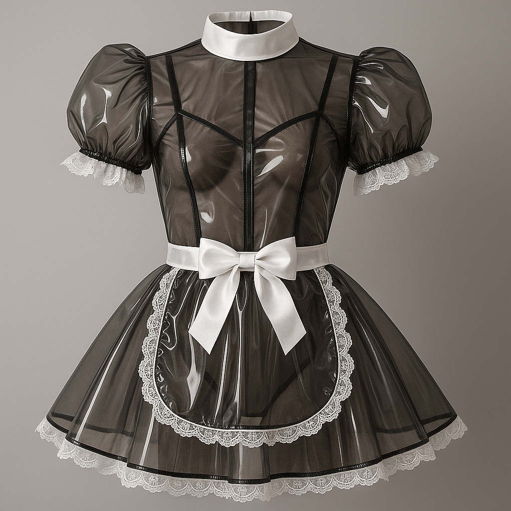Lockable Black Clear PVC Sissy Maid Dress for Crossdressing | Handmade ...