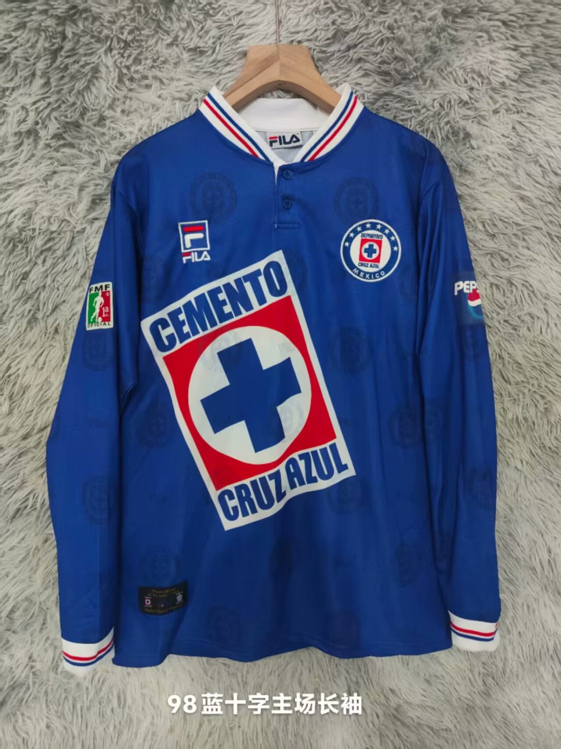 US$ 14.00 - Retro Cruz Azul Long Home 1:1 Quality Soccer Jersey 1998 ...