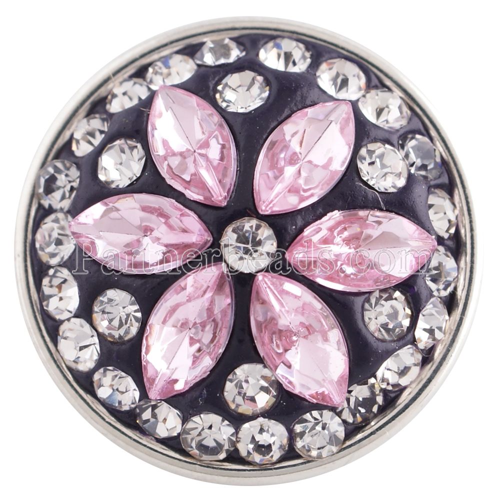 snaps button with pink rhinestone and resinestone KC2861 snaps jewelry