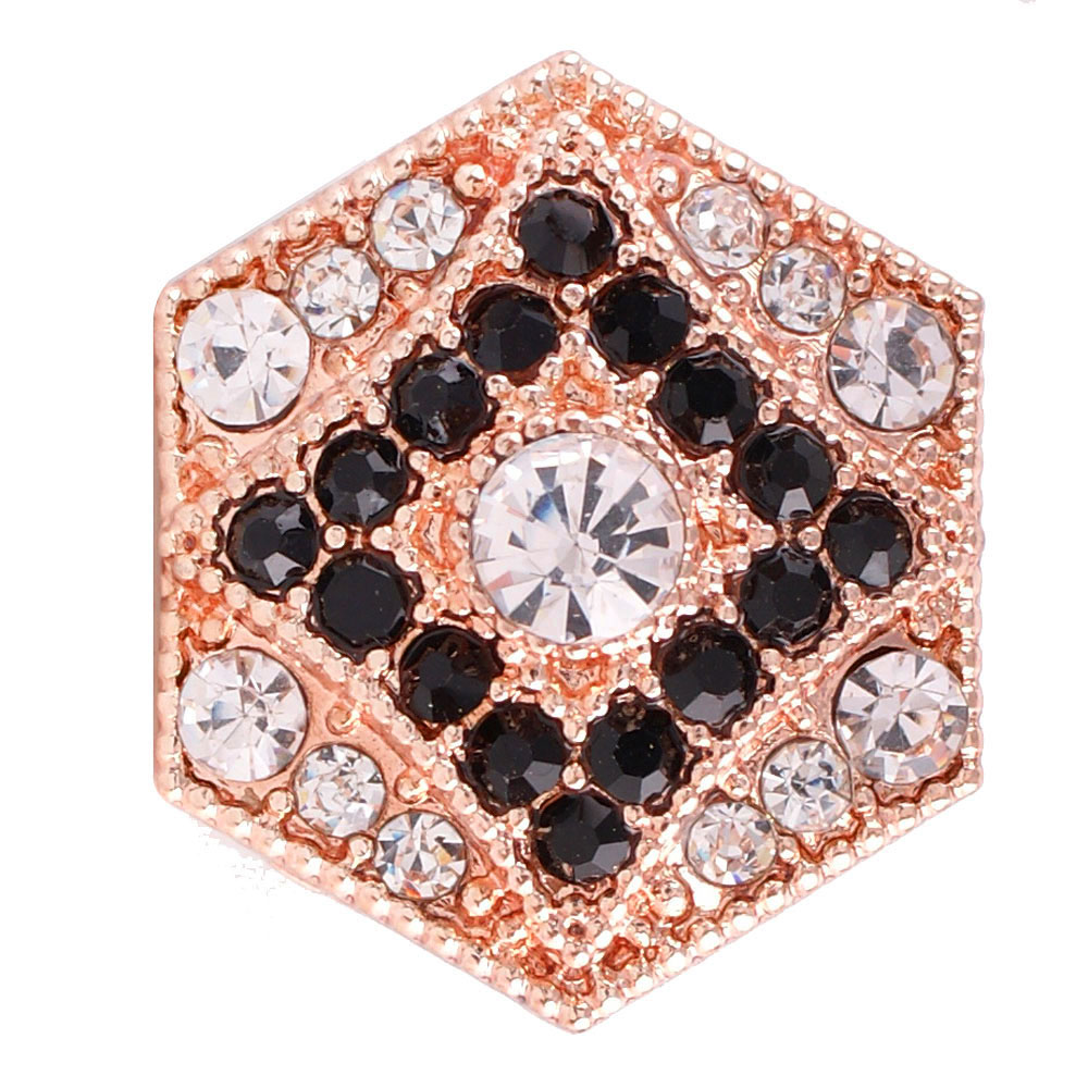 20MM Hexagon snap Antique Rose Gold Plated with rhinestone KC7090 snaps ...