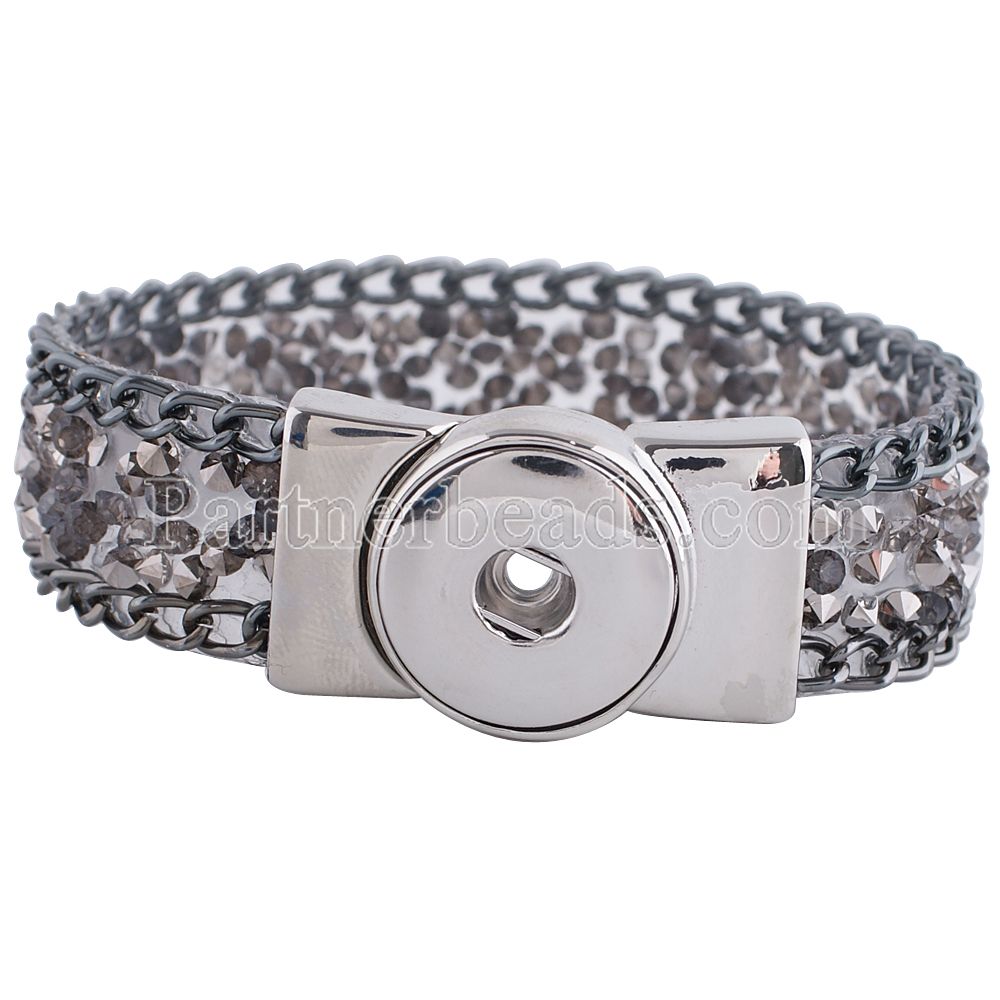 1 button Chain and Grey Rhinestones KC0693 new type bracelets fit 20mm ...