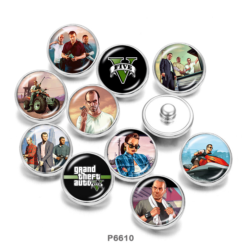 20MM Game Print Painted metal snaps buttons