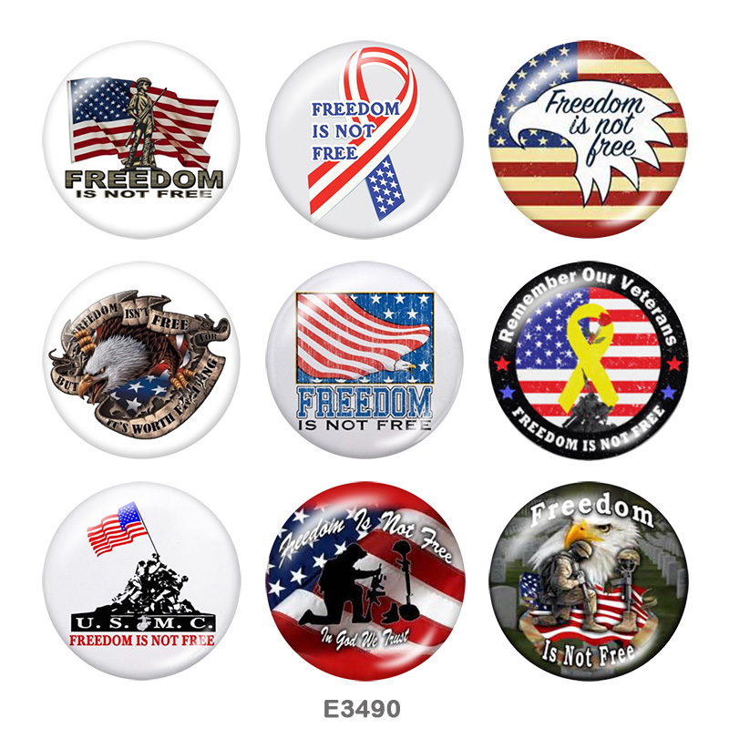 20MM Freedom Print Painted metal snap buttons