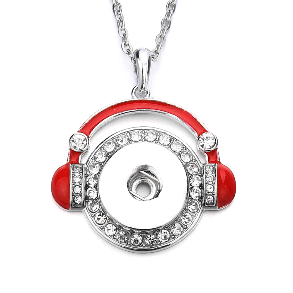 The headset Metal Flower Pendant 60CM Necklace for 20mm Thick Snap Jewelry