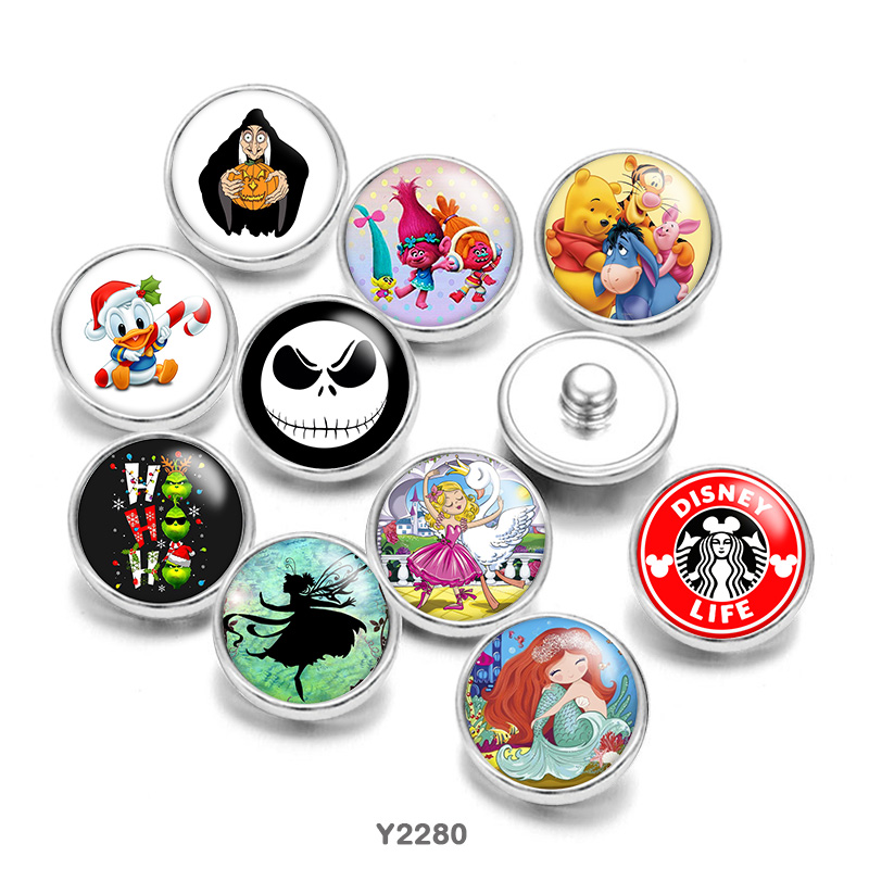 Painted metal 20mm snap buttons Cartoon Halloween princess