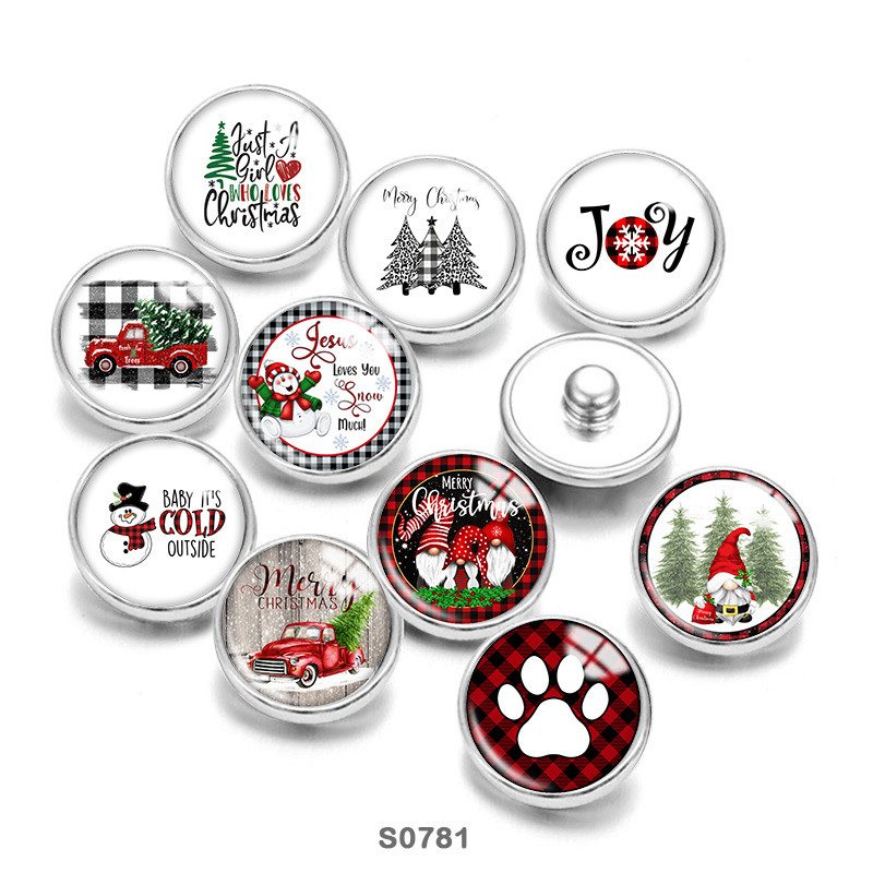 Painted metal 20mm snap buttons Halloween Snowman