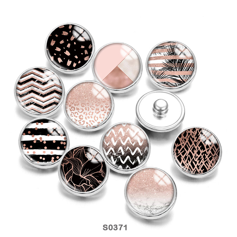 Painted metal 20mm snap buttons Pink pattern Print