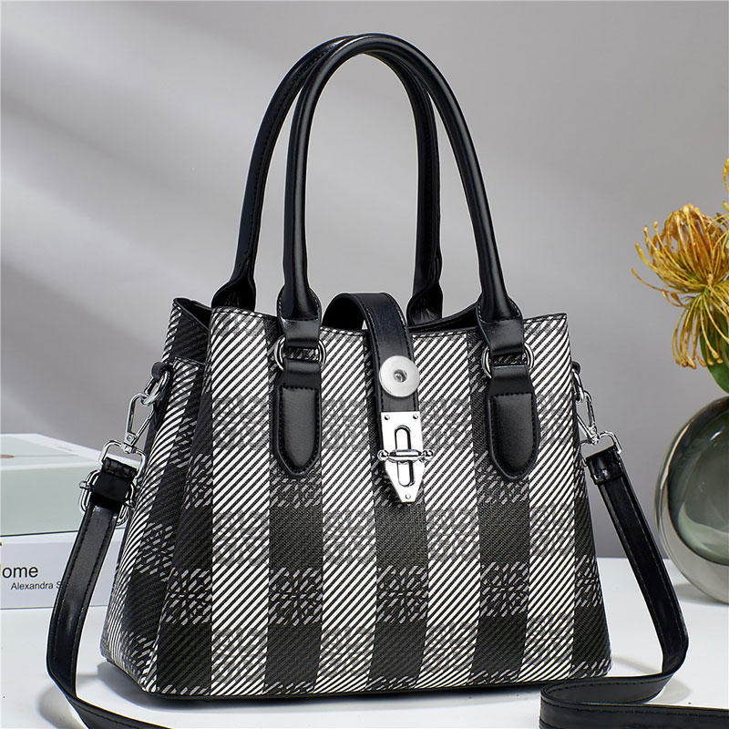 Checkered Stripe Handheld Diagonal Straddle Bag fit 20mm Snaps button ...