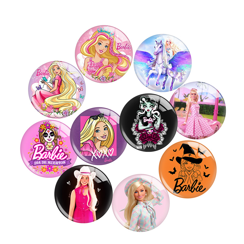 Painted metal 20mm snap buttons Barbie charms