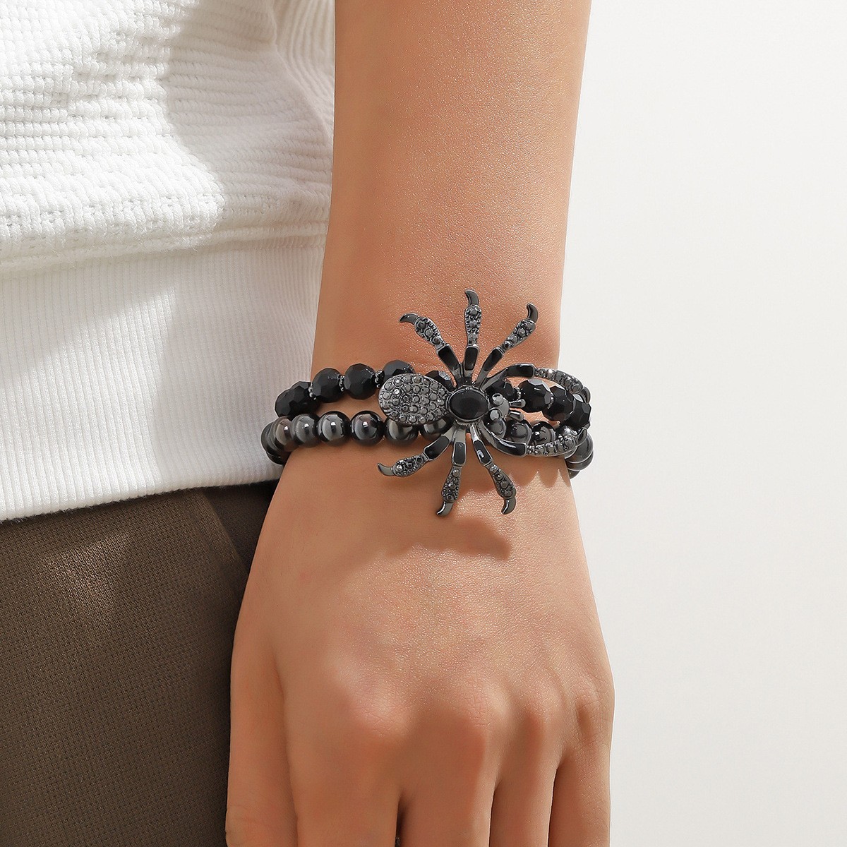 Halloween Gothic Dark Wind Punk Rock Diamond Spider Exaggerated Bracelet