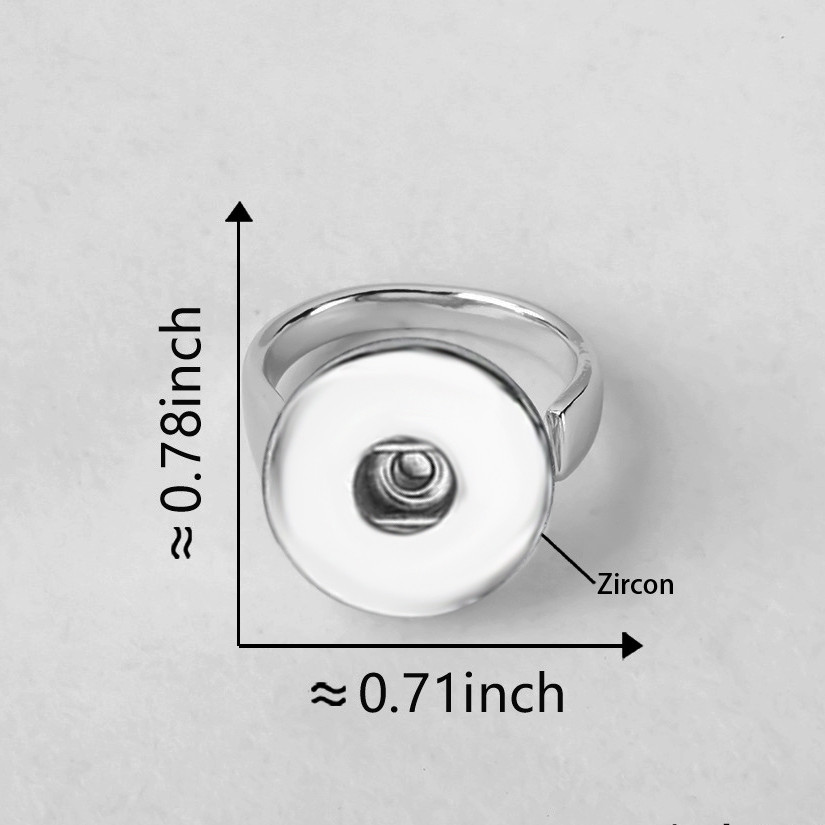 gold and silver 12mm 20mm snap button ring Copper ring with adjustable ...