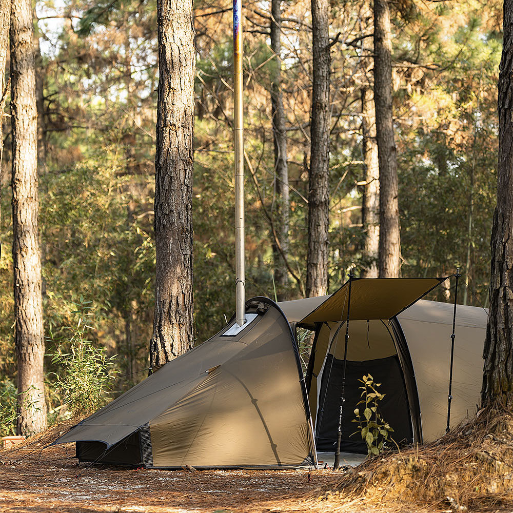 Camping Tunnel Tent With Stove | POMOLY Locomotive 3 Hot Tent with Chimney