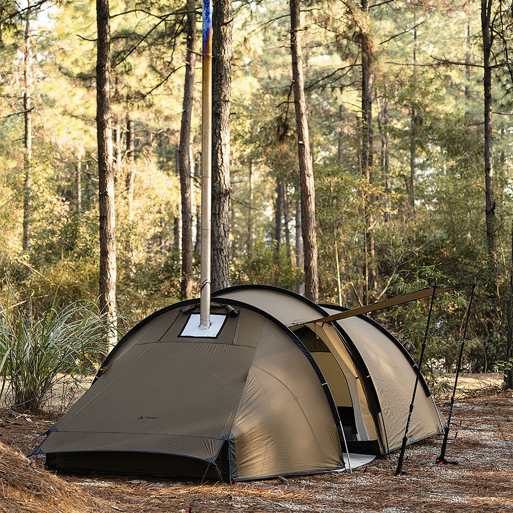 Camping Tunnel Tent With Stove | POMOLY Locomotive 3 Hot Tent with Chimney
