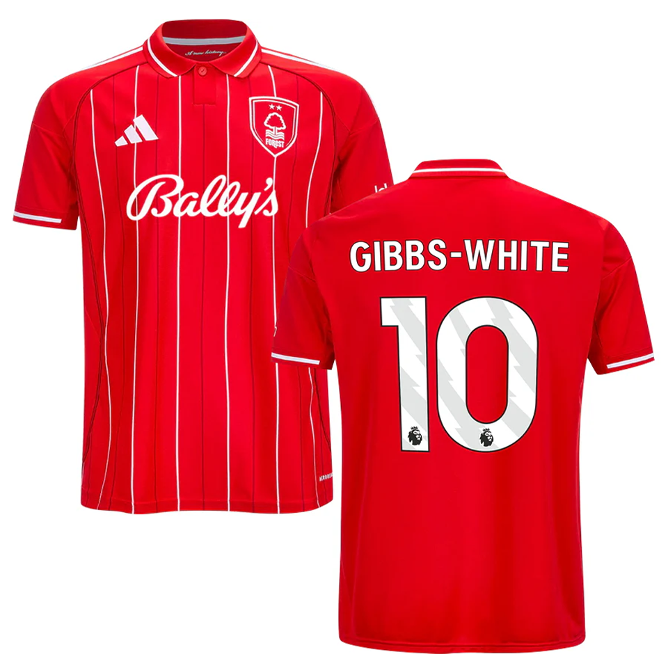 GIBBS-WHITE #10 Nottingham Forest Home Red Fans Jersey 2025/26