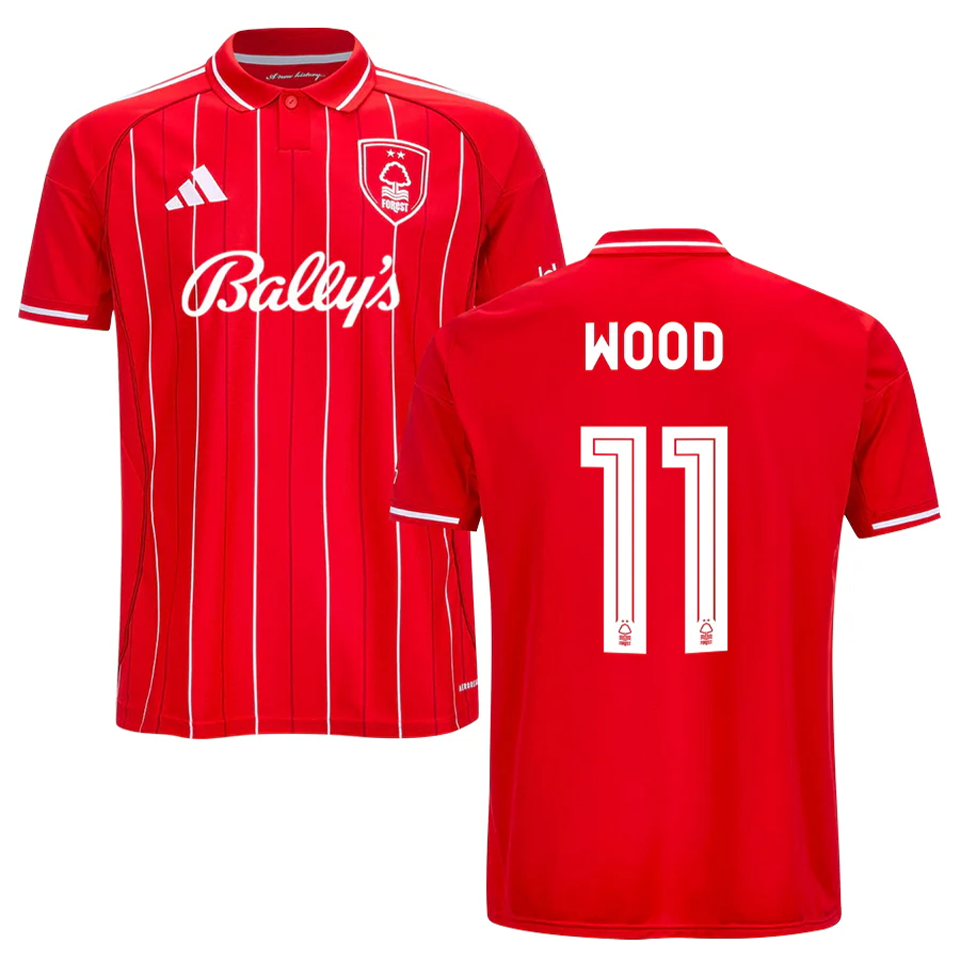WOOD #11 Nottingham Forest Home Red Fans Jersey 2025/26