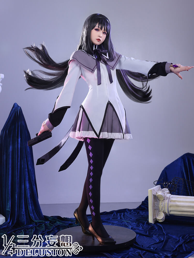 1/3 Delusion Puella Magi Madoka Magica Akemi Homura Cosplay Costume
