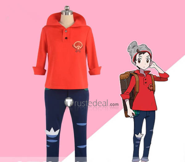 Pokemon Sword and Shield Victor Trainer Red Cosplay Costume