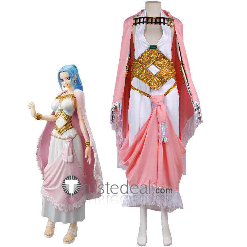 One Piece Alabasta Princess Nefertari Vivi Pink White Cosplay Costume ...