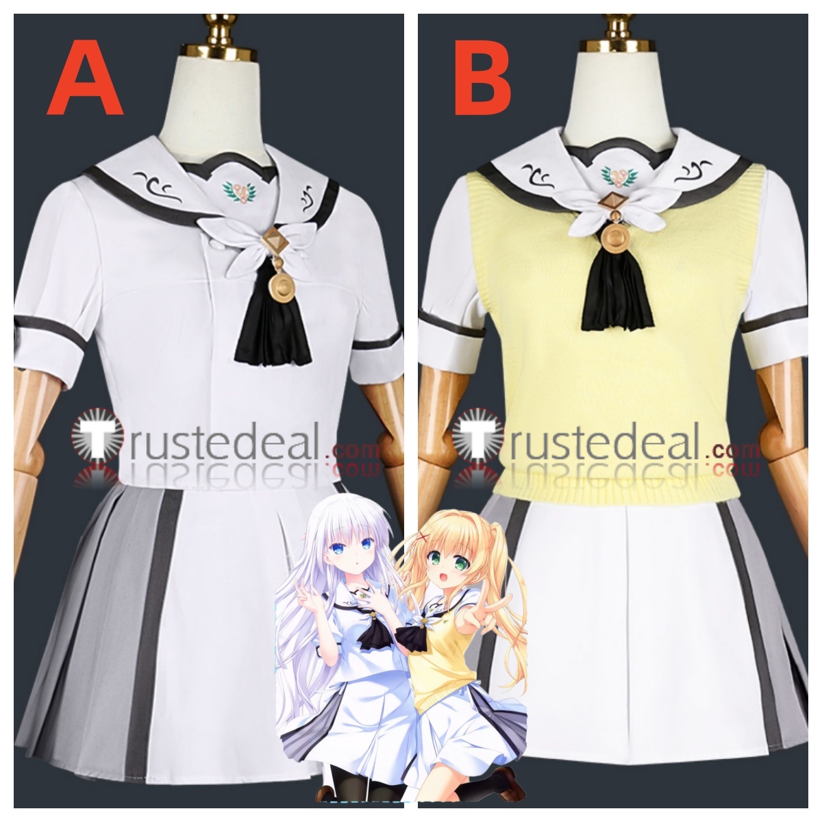 Summer Pockets Tsumugi Wenders Shiroha Naruse White School Uniform ...
