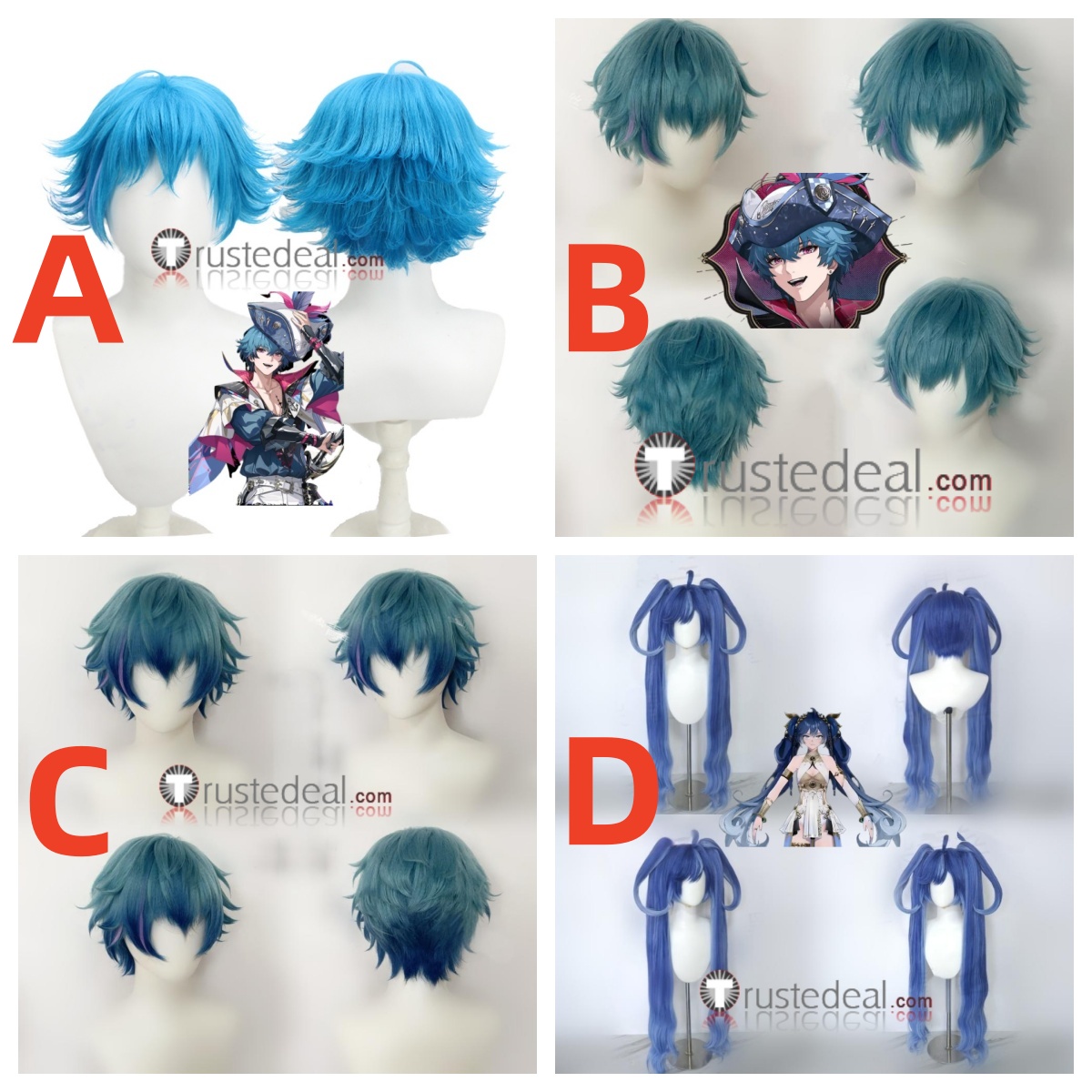 Wuthering Waves Brant Iuno Blue Highlights Styled Cosplay Wigs
