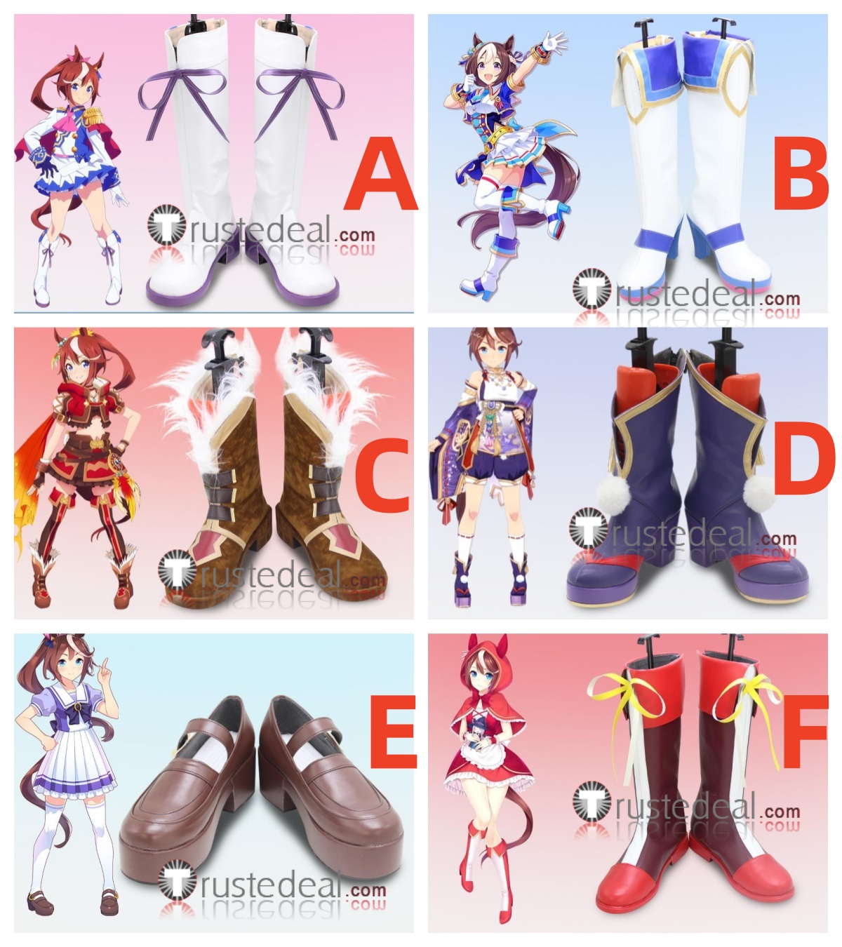 Uma Musume Pretty Derby Tokai Teio White Brown Purple Red Cosplay Boots ...