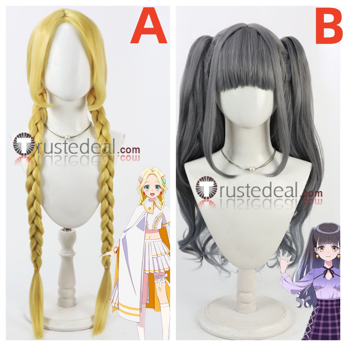 Maebashi Witches Choco Mitsumata Azu Niisato Blonde Grey Cosplay Wig
