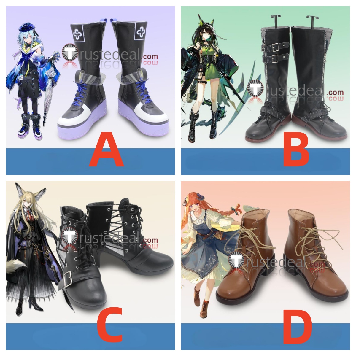 Arknights Mizuki Mon3tr Vulpisfoglia Bagpipe Black Brown Cosplay Shoes ...