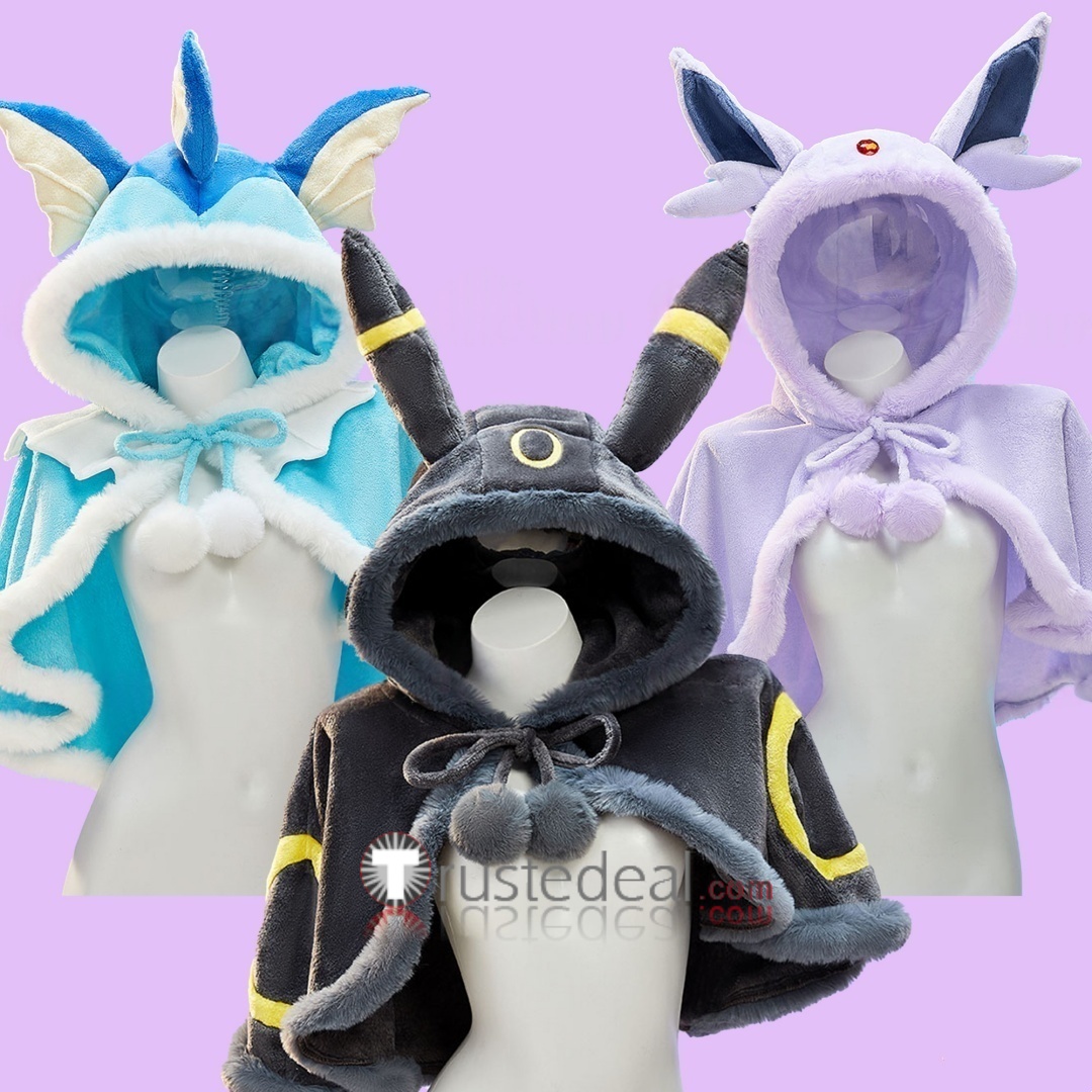 Pokemon Gijinka Vaporeon Umbreon Espeon Fluffy Cape Dress Blue Black ...