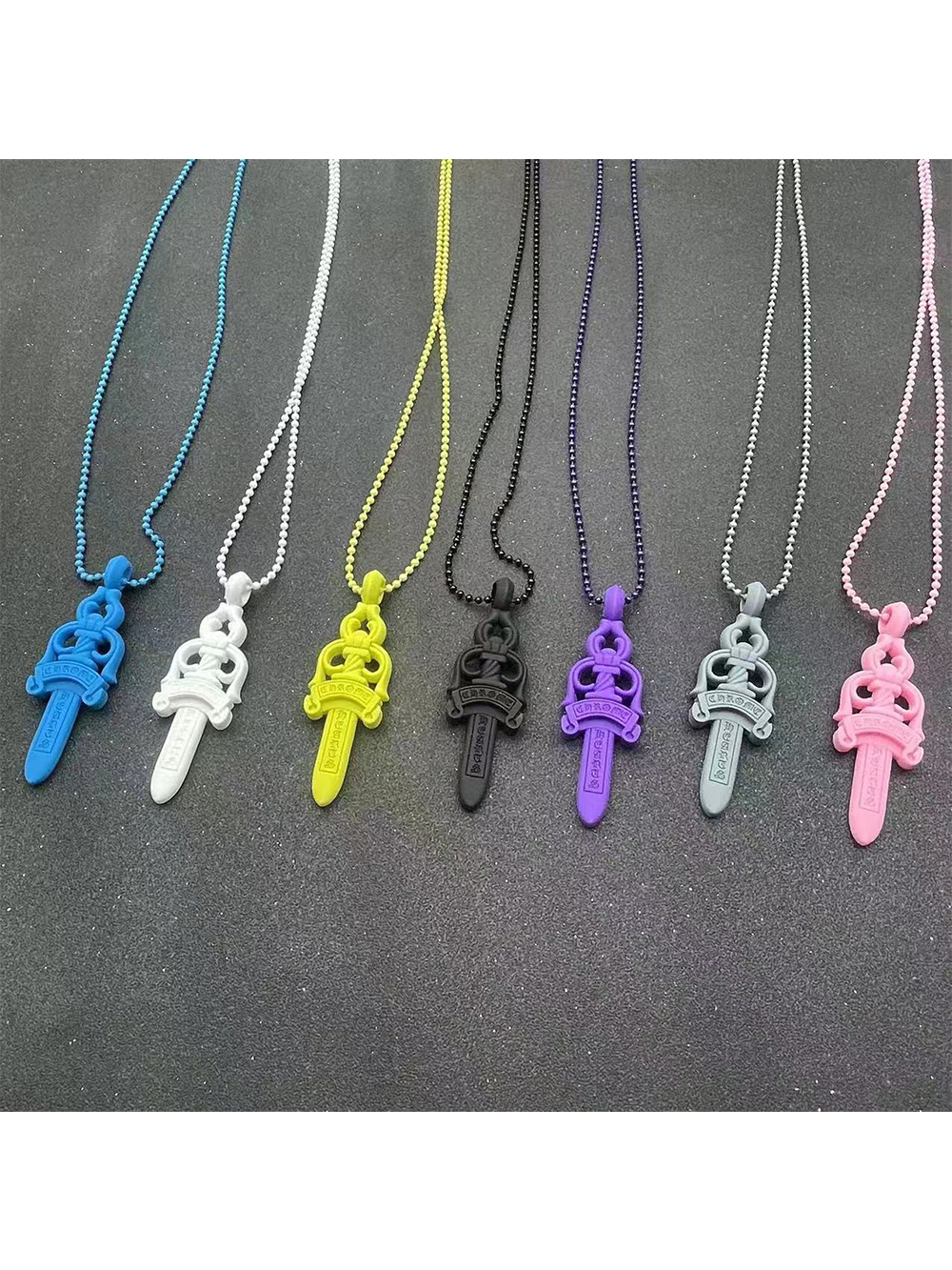 US$ 15.92 - Macaron Multicolor Resin Sword Necklace 7 colors[【with dust ...