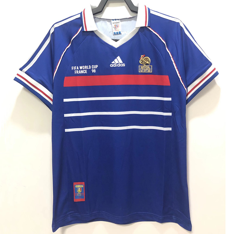 US$ 19.00 - 1998 France Home Retro Soccer Jersey(右胸带小字) - www.gmkitsc.com