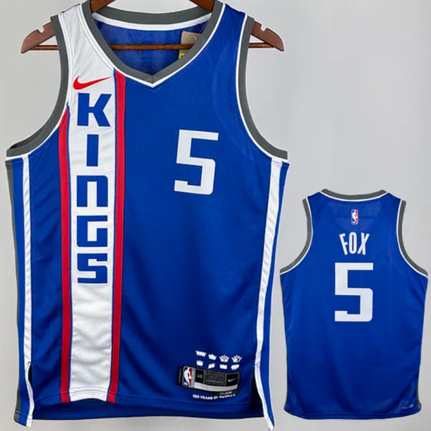 2024 Kings FOX #5 Blue City Edition 1:1 Quality NBA Jersey热压