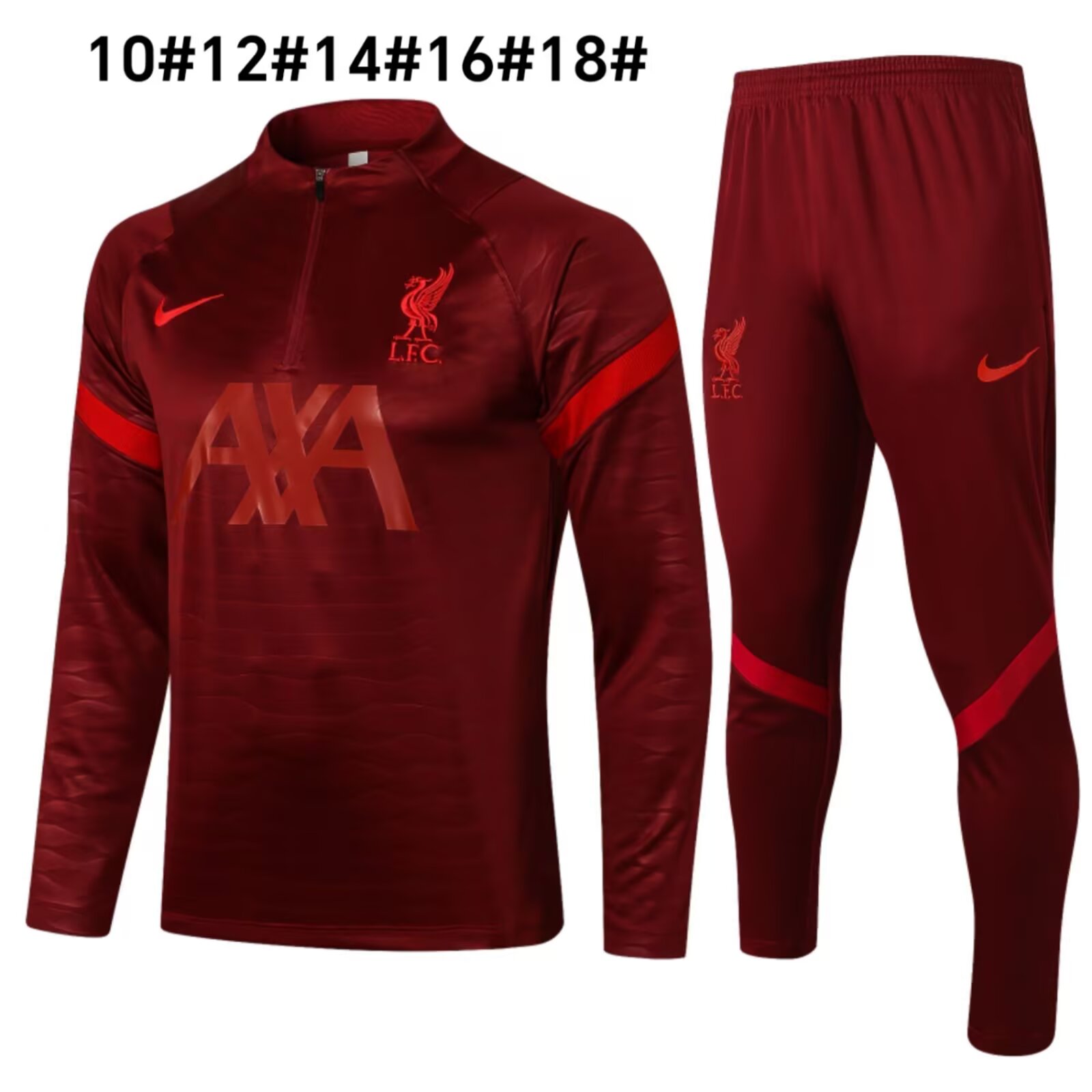 21/22 Liverpool Maroon Kids 1:1 Quality Training Jersey