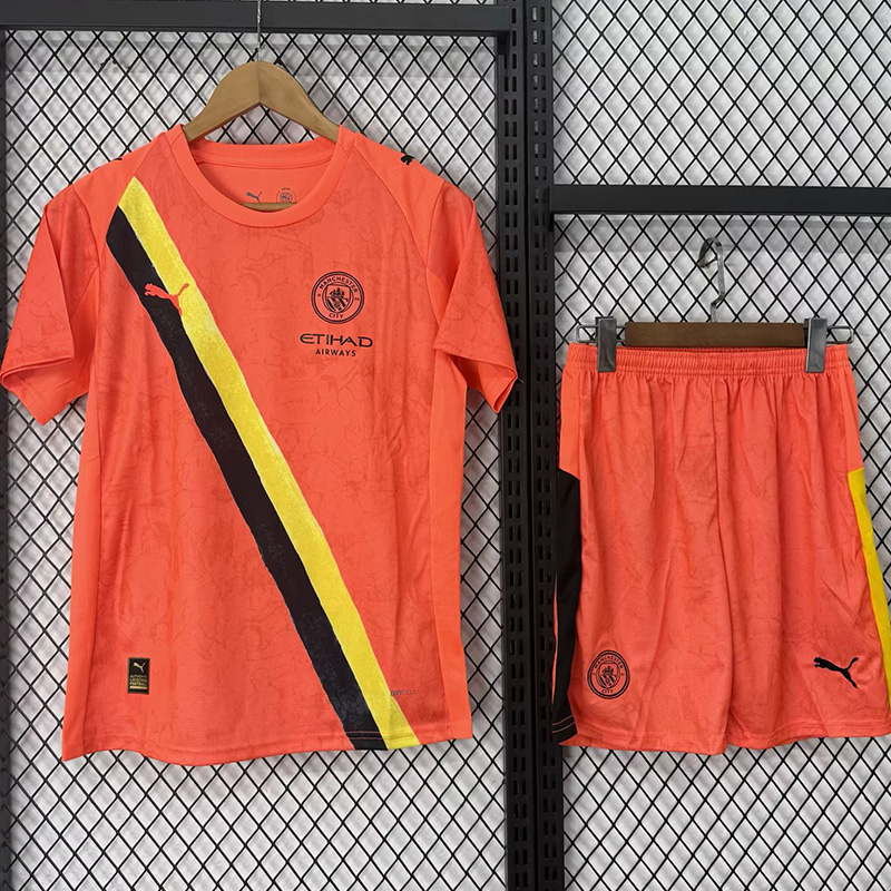 US$ 14.50 - 2025-26 Man City Orange Goalkeeper Kids Soccer Jersey - www ...