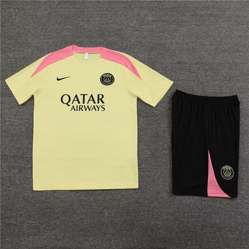 US$ 35.00 - Adult Uniform 2024 PSG Yellow/Pink Soccer Training Jersey ...