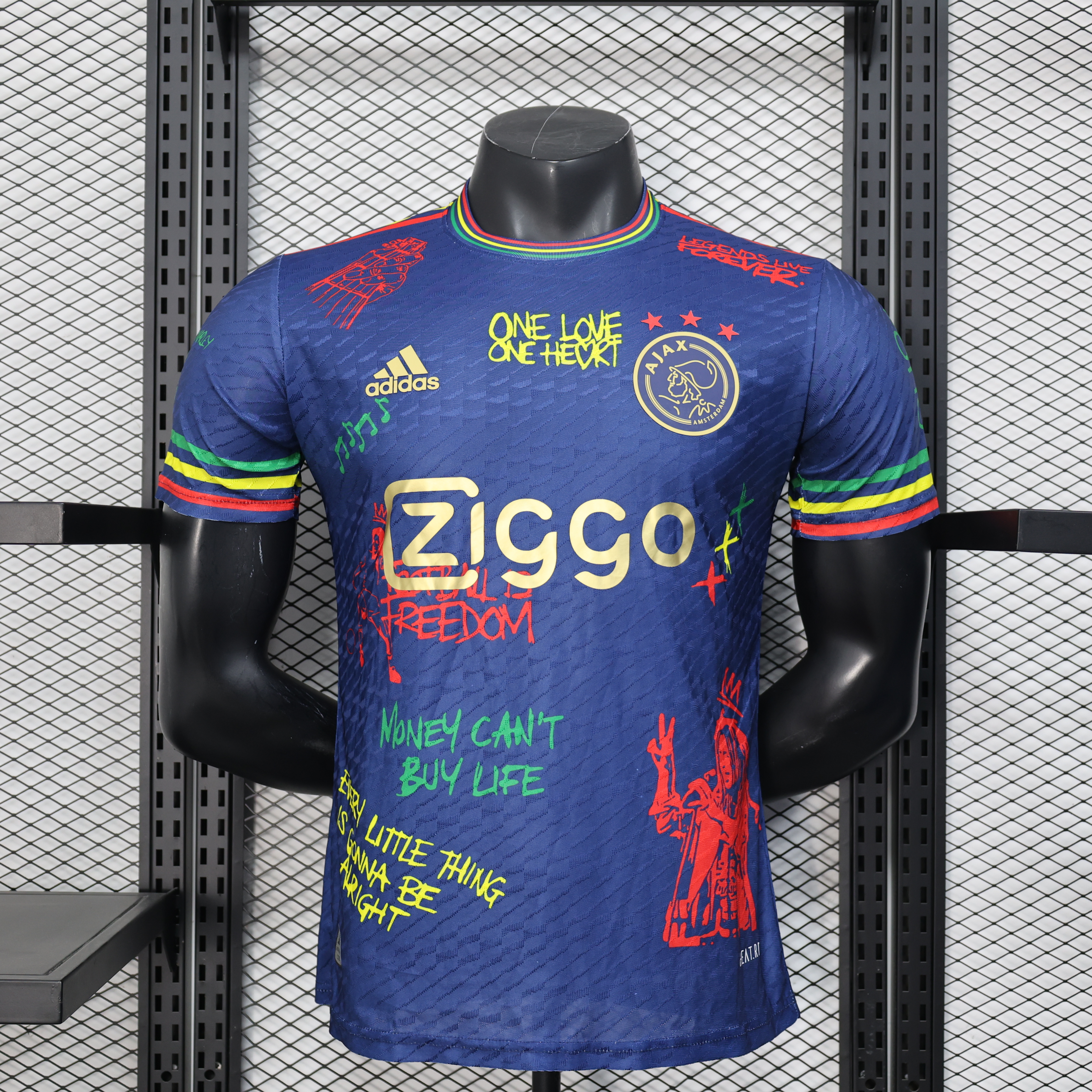 US$ 35.00 - Player Version 2025-2026 Ajax Blue Bob Marley Soccer Jersey ...